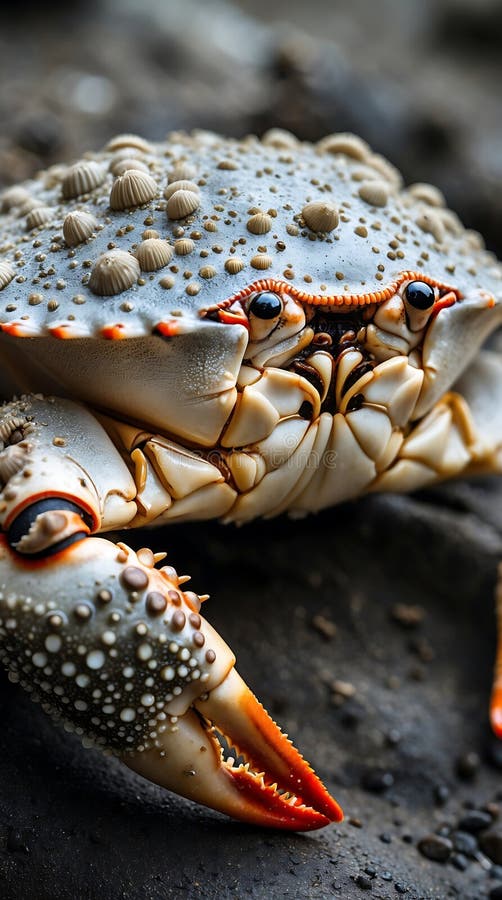 Closeup View Crab Showcasing Its Intricate Shell Patterns Colors Stock ...