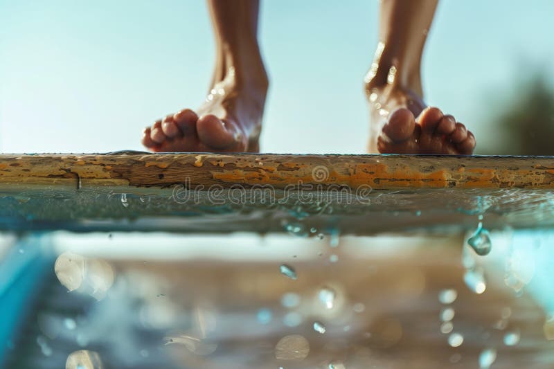 Closeup of Feet Taking Off from Springboard Stock Image - Image of ...