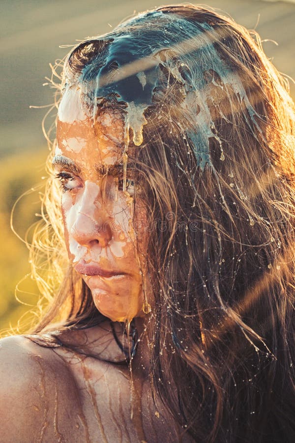 Closeup of a Female Cheek with Honey Stock Image - Image of facial ...