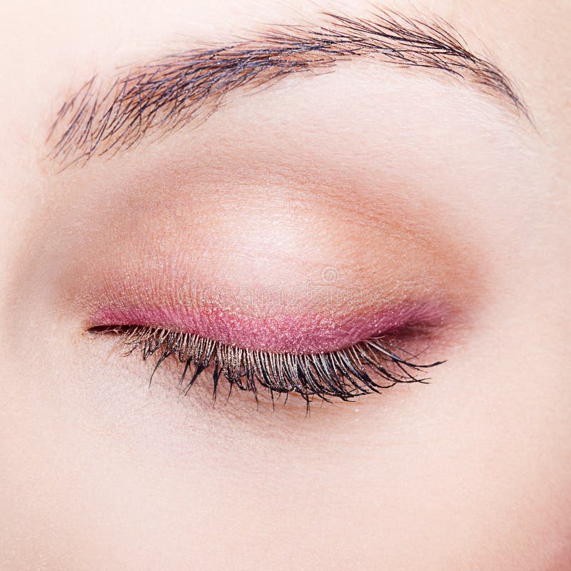 Closeup of Female Face with Closed Eye Stock Photo - Image of liner ...