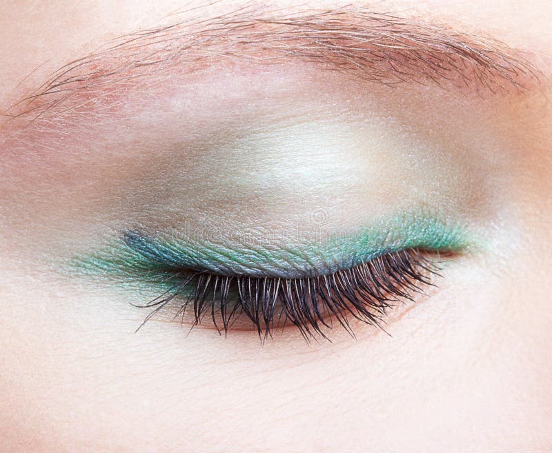 Closeup of Female Face with Closed Eye Stock Image - Image of glamor ...