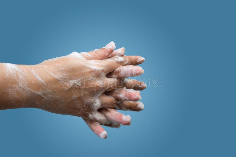 Closeup of Female Hand Hygiene with Soap and Interlaced Fingers Stock ...