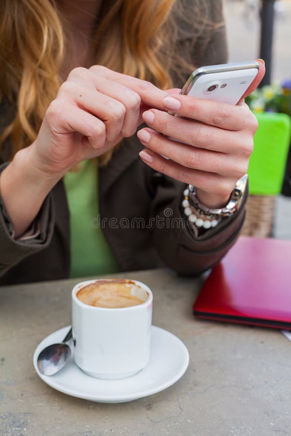 Closeup of Female Hand Using a Smart Phone. Stock Photo - Image of ...
