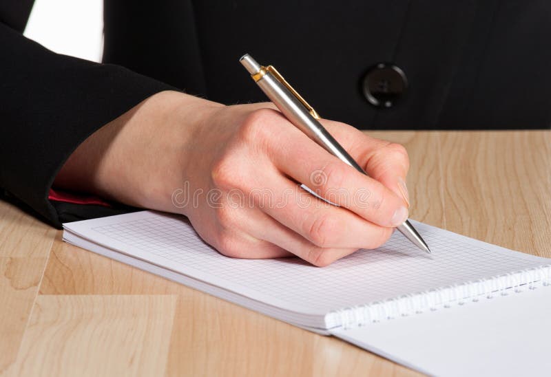 Closeup of Female Hand Writing Stock Image - Image of service, office ...