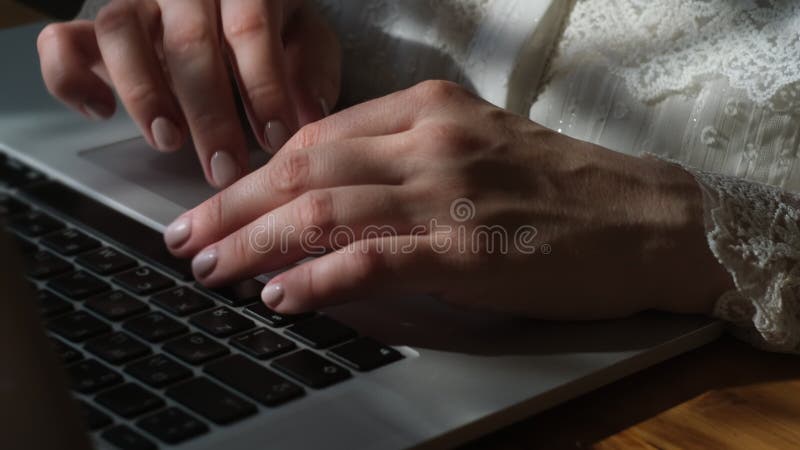 Closeup of Female Hands Typing on Keyboard Using Laptop. Stock Video ...
