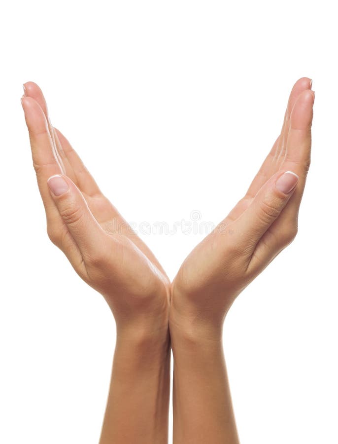 Closeup Female Opened Hands Stock Photo - Image of cupped, gripping ...