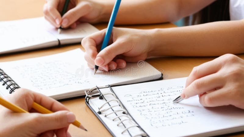Closeup of Female Student Hands Writing Stock Illustration ...
