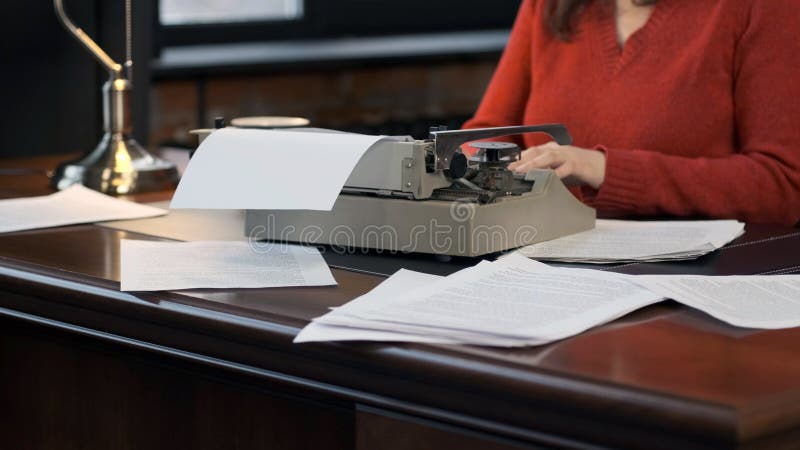 Closeup of Female Writer Using Typing Machine Stock Photo - Image of ...