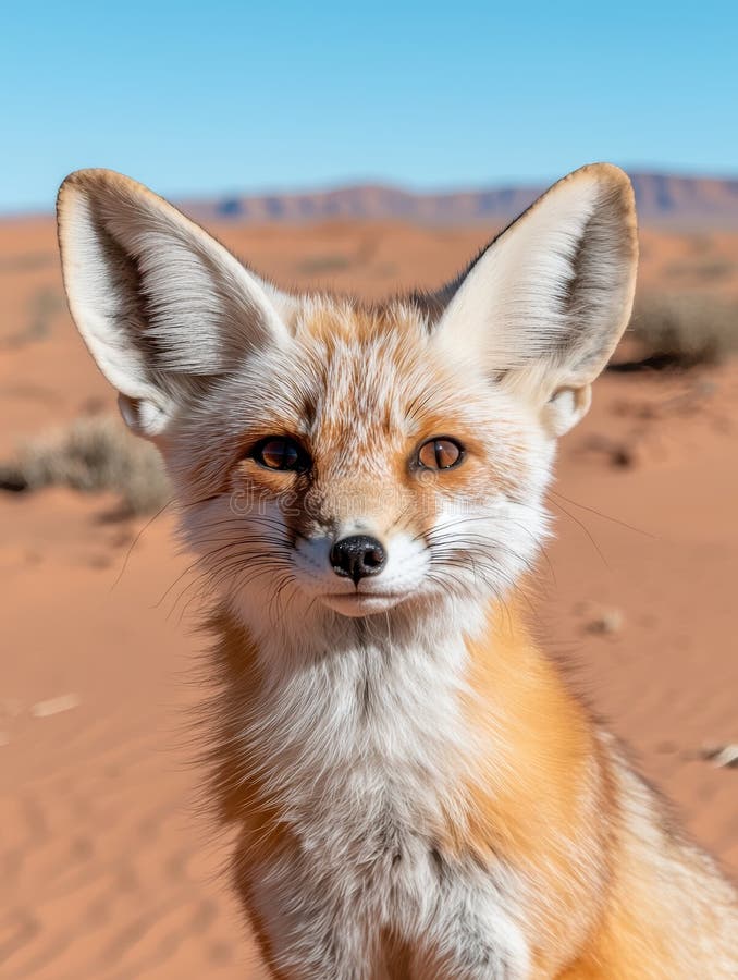Closeup of a Fennec Fox in the Desert Stock Illustration - Illustration ...
