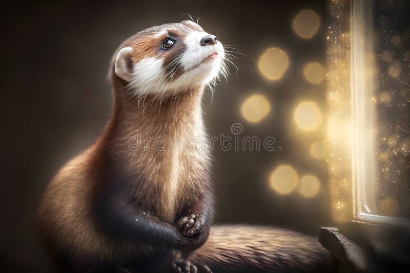 Closeup of the Ferret in the Nature. Ferret on the Hunt Stock Photo ...