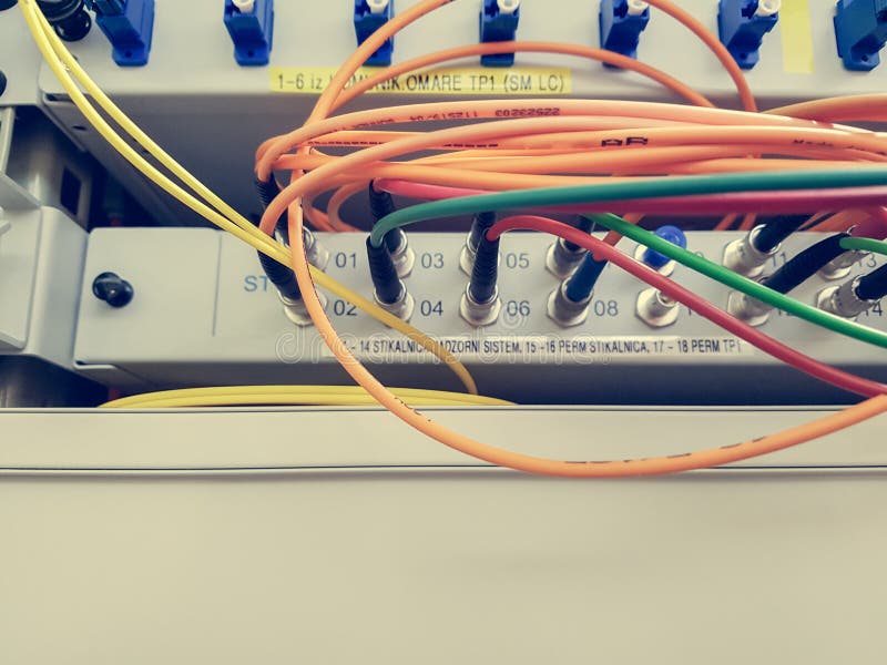 Closeup of Fiber Optic Cable Plugged into Switch. Stock Image - Image ...