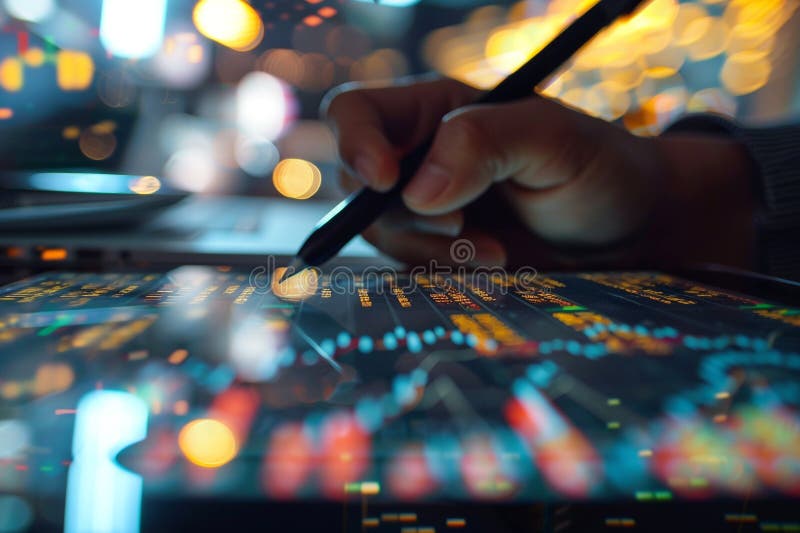 Closeup on a Financial Regulation Document Being Annotated on a Tablet ...