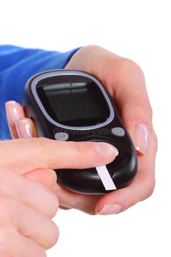 Closeup of Finger with Blood and Glucose Meter Stock Image - Image of ...