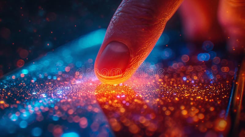 Closeup of Finger Touching in Smartphone Screen Stock Illustration ...