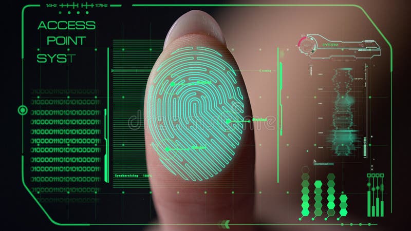 Closeup Fingerprint Futuristic Scanner Launching System Successful ...