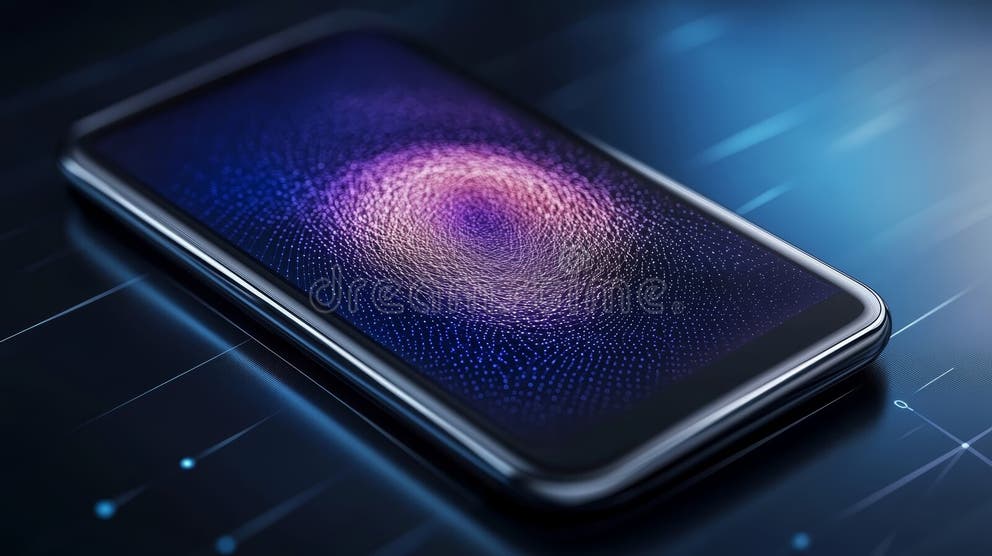Closeup of Fingerprint Scan on Smartphone Screen, Enhanced Security and ...