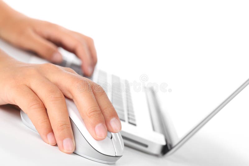 Hand Click on Modern Computer Mouse Stock Photo - Image of color ...