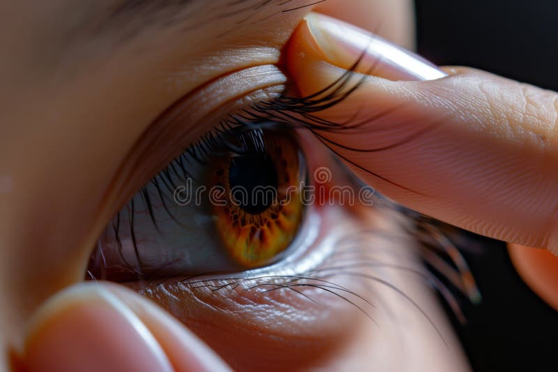 Closeup of Fingers Placing a Lens on an Eye Stock Image - Image of ...