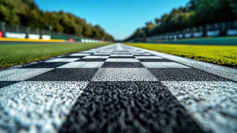 Closeup of Finish Line on F2 Race Track with Checkered Pattern ...