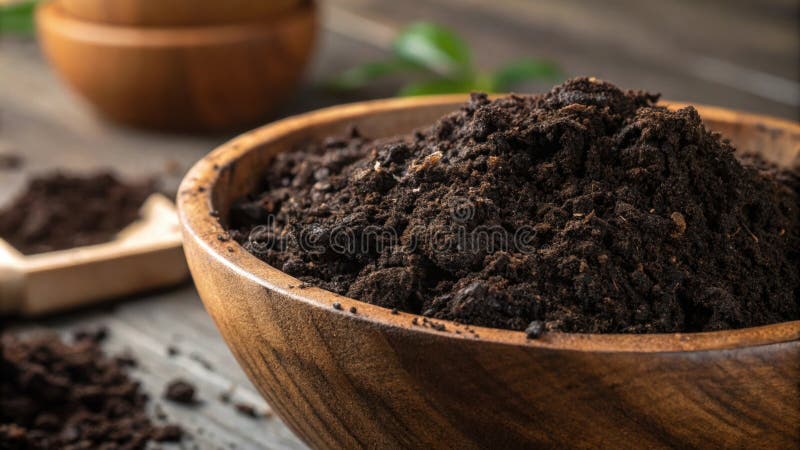 Closeup of Finished Compost Rich in Nutrients Displaying a Dark Crumbly ...