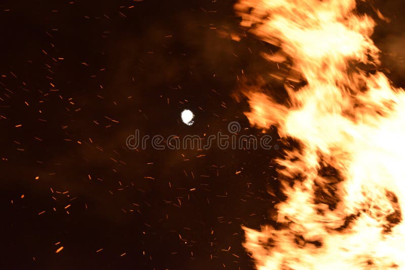Closeup of a Fire and Moon. Stock Image - Image of bonfire, abstract ...