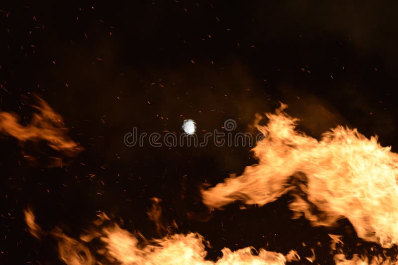 Closeup of a Fire and Moon. Stock Photo - Image of black, bonfire ...