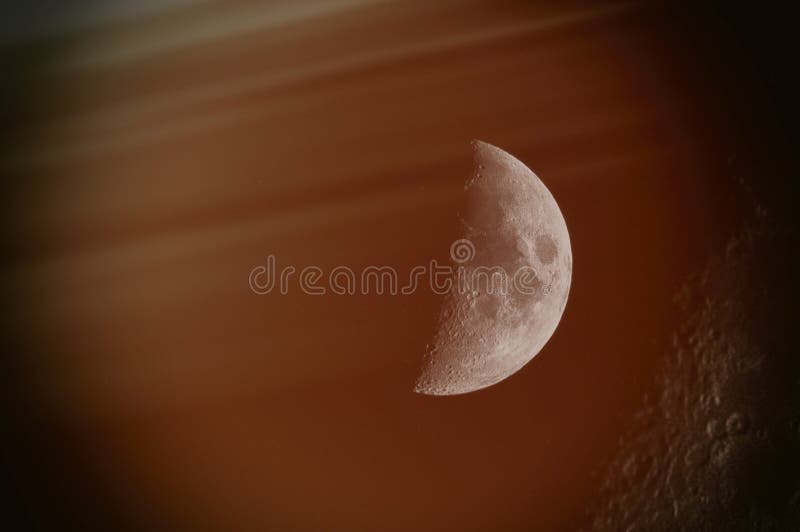 Closeup of the First Quarter Phase of the Moon Stock Image - Image of ...