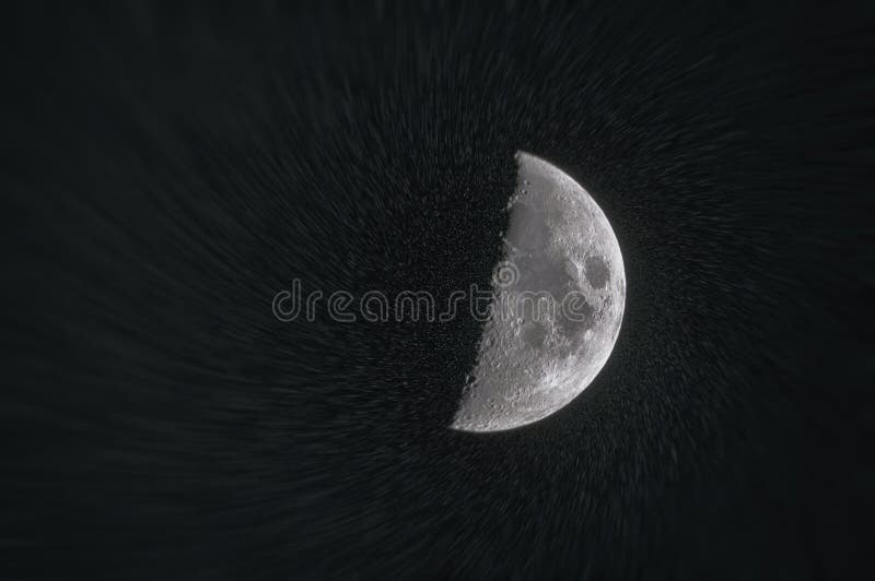 Closeup of the First Quarter Phase of the Moon Stock Photo - Image of ...