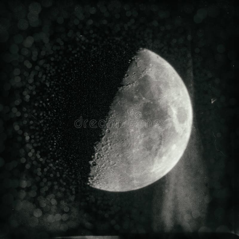 Closeup of the First Quarter Phase of the Moon Stock Image - Image of ...