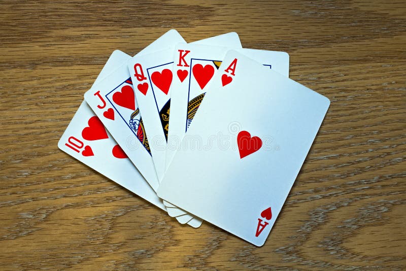 Five Playing Card`s a Hand of a Four of a Kind Four`s and a Queen Stock ...