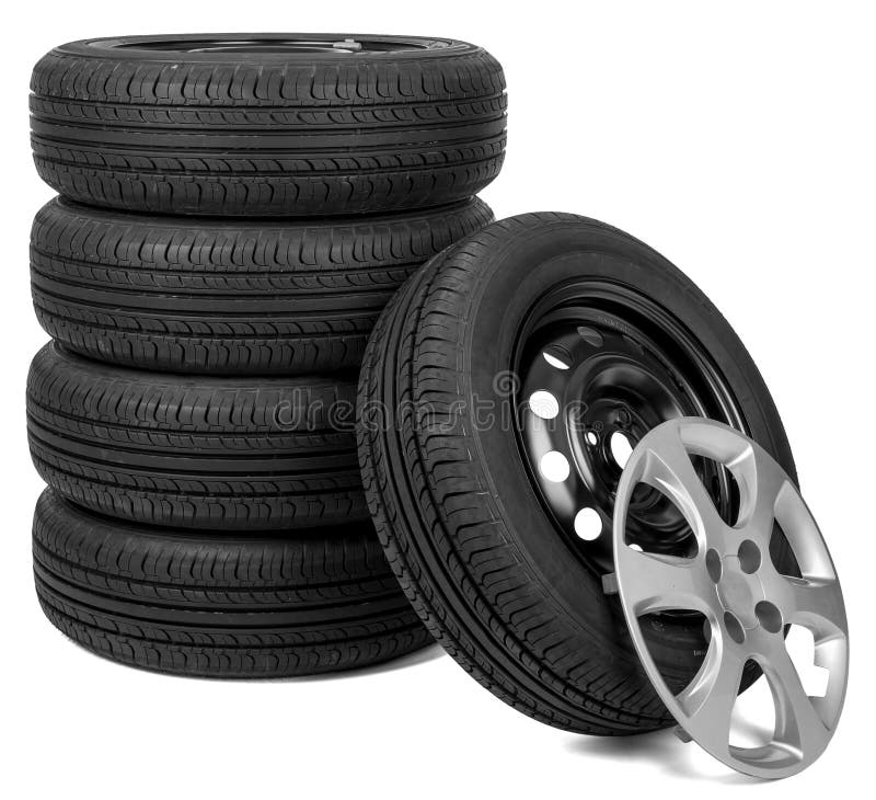 Closeup of Five Tires with Wheel Cap Stock Image - Image of automobile ...