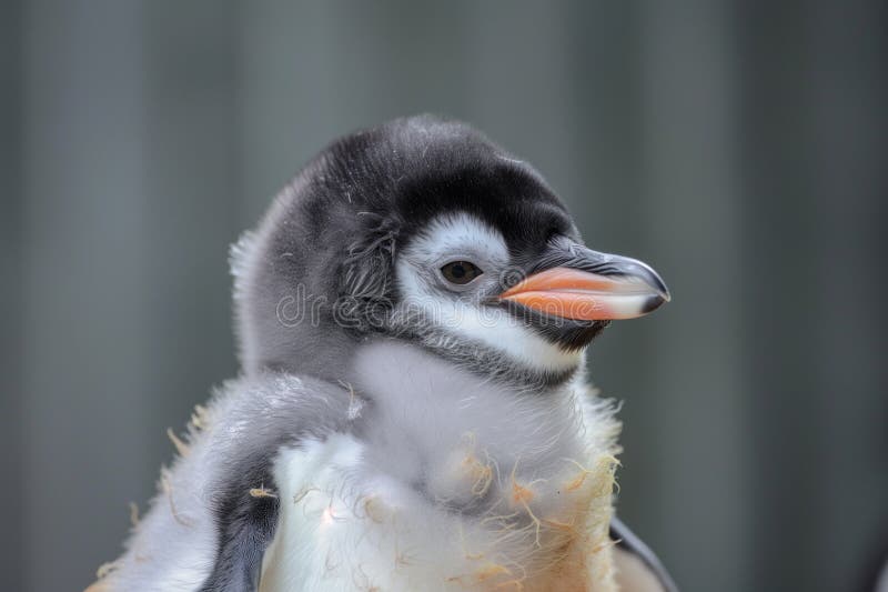 Closeup of Fluffy Baby Penguin Staring Ahead Stock Photo - Image of ...