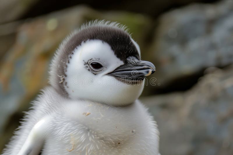 Closeup of Fluffy Baby Penguin Staring Ahead Stock Photo - Image of ...