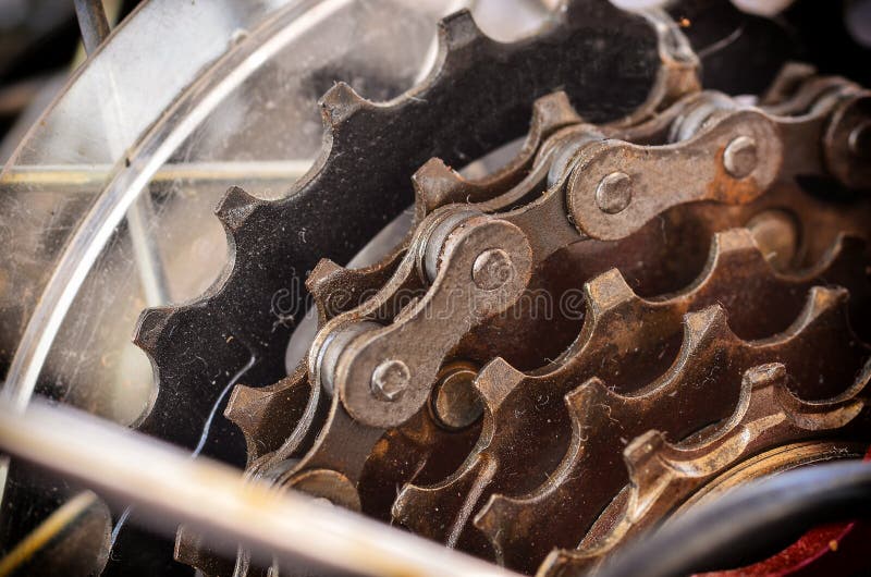 Closeup Flywheel and Transmission Stock Photo - Image of ratchet, chain ...