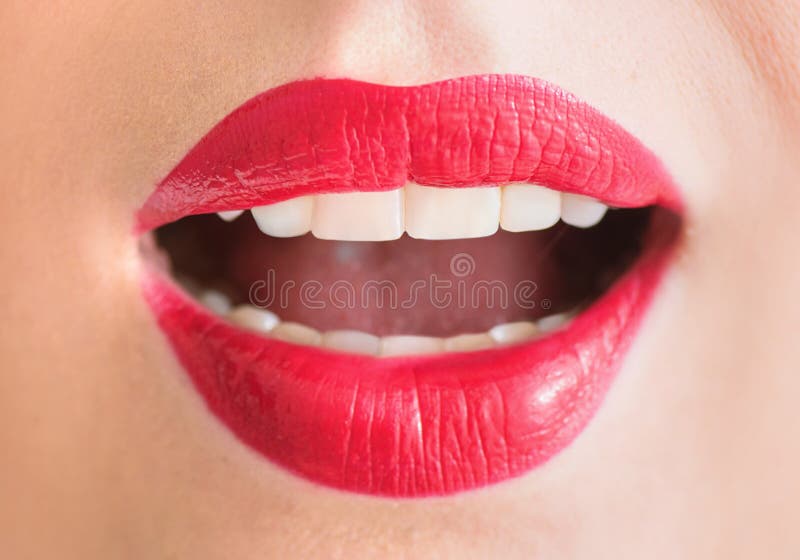 Closeup Focus on the Female Lips Stock Image - Image of sensuality ...
