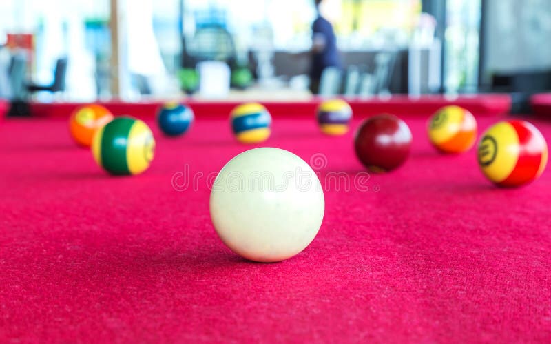 Closeup Focus Snooker White Ball with Pool Balls Stock Image - Image of ...