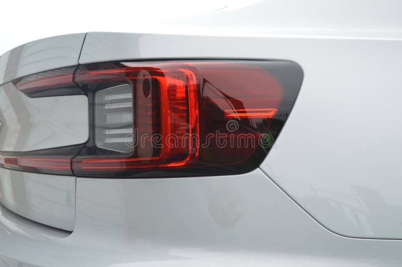 Closeup and Focus of a White Car S Rear Headlights Stock Image - Image ...