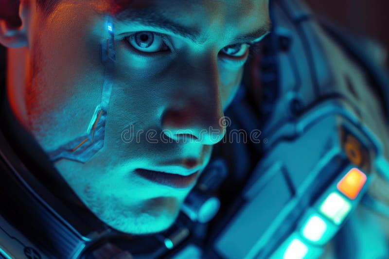 Futuristic Soldier with Augmented Reality Interface Stock Photo - Image ...