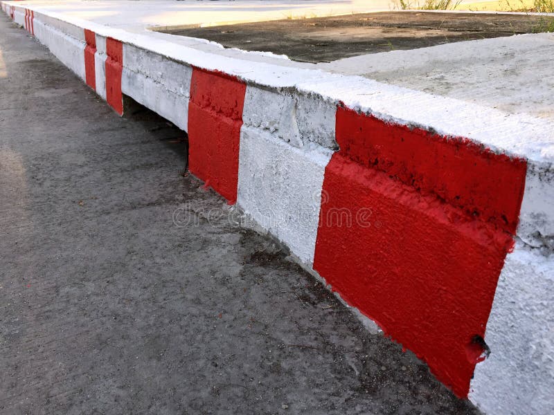 Footpath with Red and White Stripes Stock Image - Image of road ...