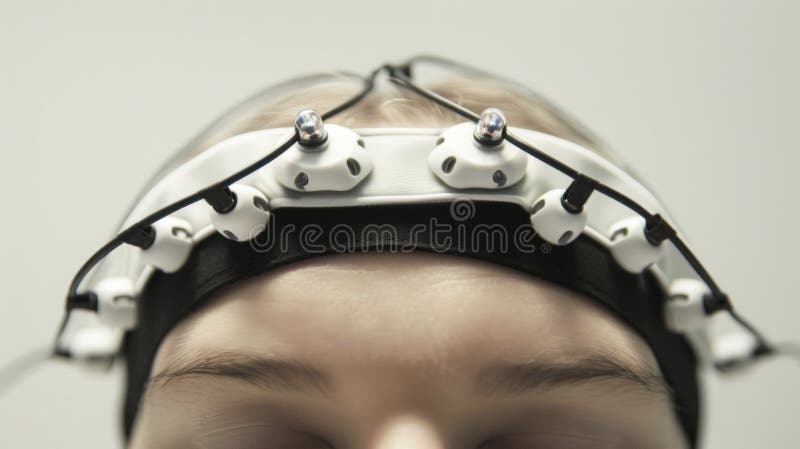 A Closeup of a Forehead Band with Electrodes at Specific Pressure ...
