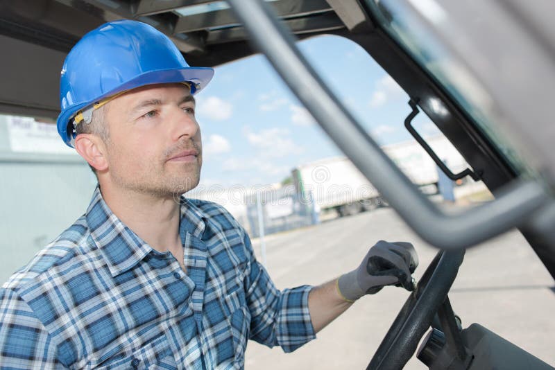 Closeup of forklift driver stock image. Image of work - 117900893