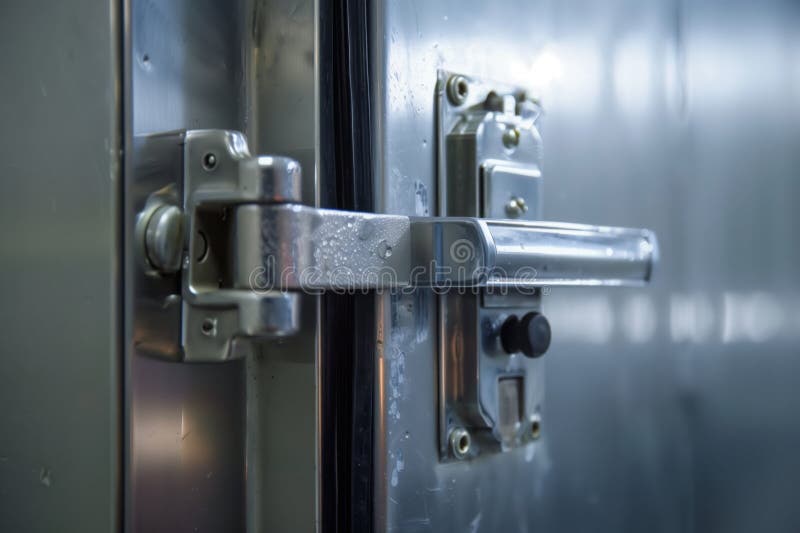 Closeup of a Freezer Lock and Security System Stock Image - Image of ...