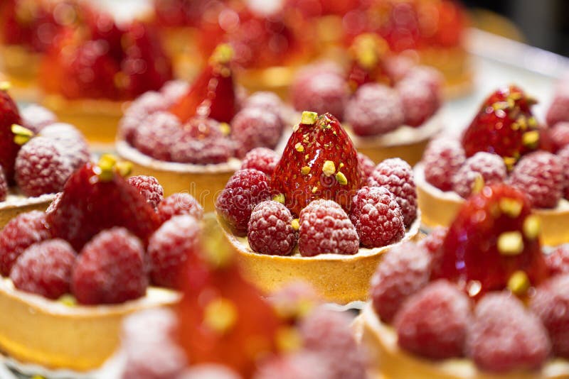 Closeup of French Berry Tarts in a Bakery Stock Image - Image of ...