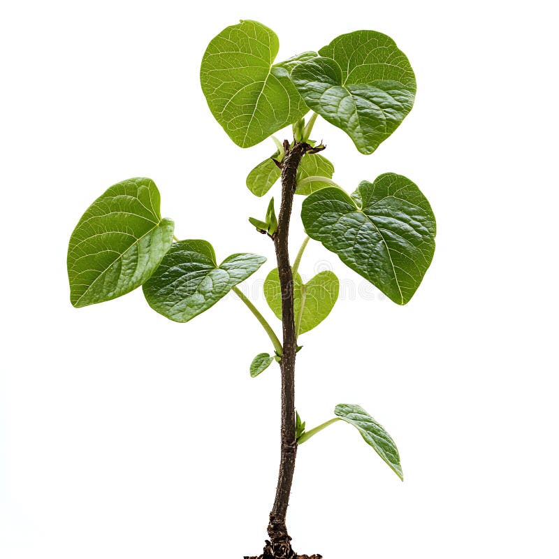 Closeup of Fresh Green Seedling and Fresh Leaves on White Backgroundf ...