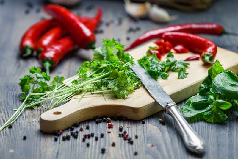 Closeup of Fresh Herbs and Spices Stock Photo - Image of homegrown ...
