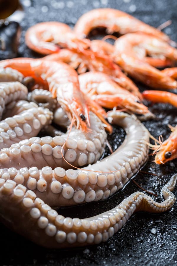 Closeup of Fresh Raw Seafood Stock Image - Image of copy, freshwater ...