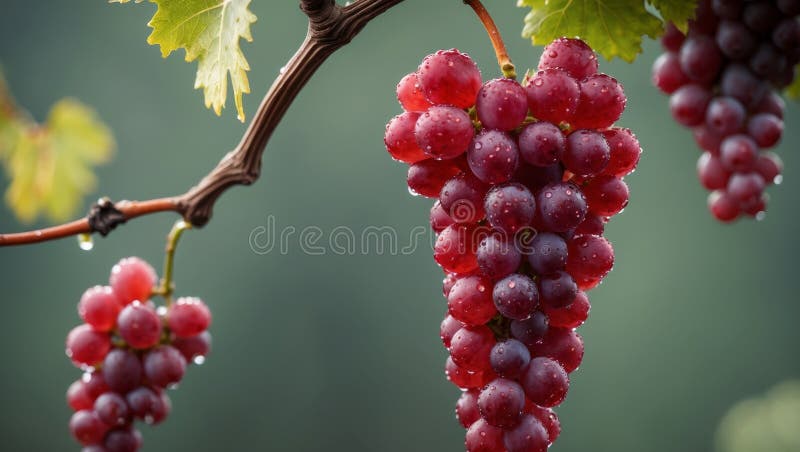 Closeup of a Fresh Ripe Red Grape Cluster on the Vine Stock Image ...