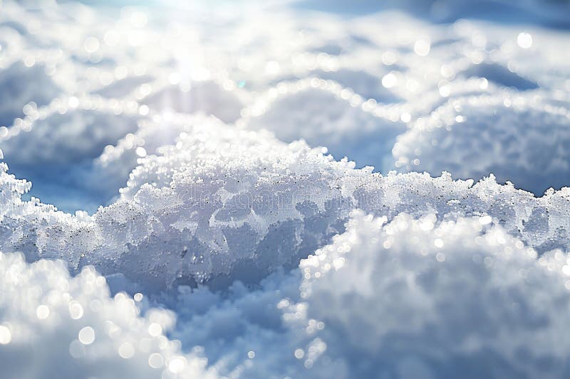 A Closeup of Fresh Snow Texture, with a Flat Surface and Visible ...