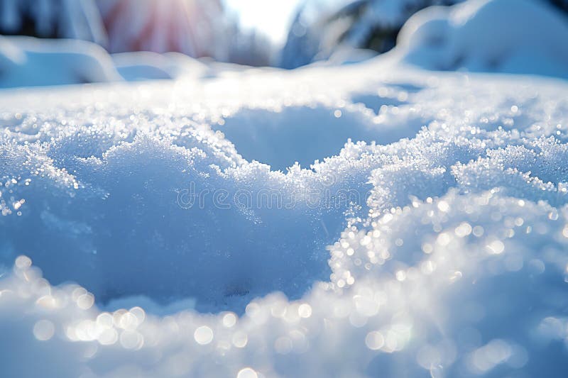 A Closeup of Fresh Snow Texture, with a Flat Surface and Visible ...