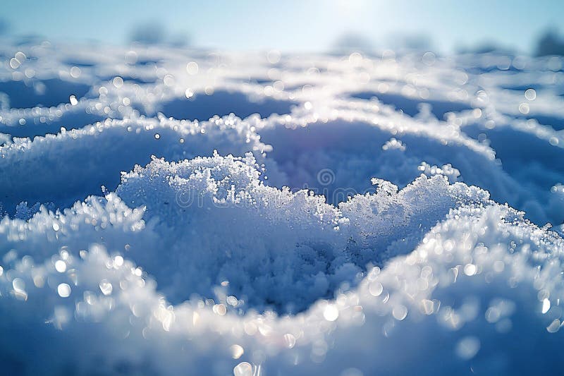 A Closeup of Fresh Snow Texture, with a Flat Surface and Visible ...